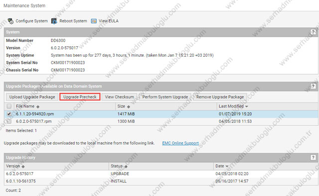 Dell EMC Data Domain OS Upgrade | Serhad Makbuloglu