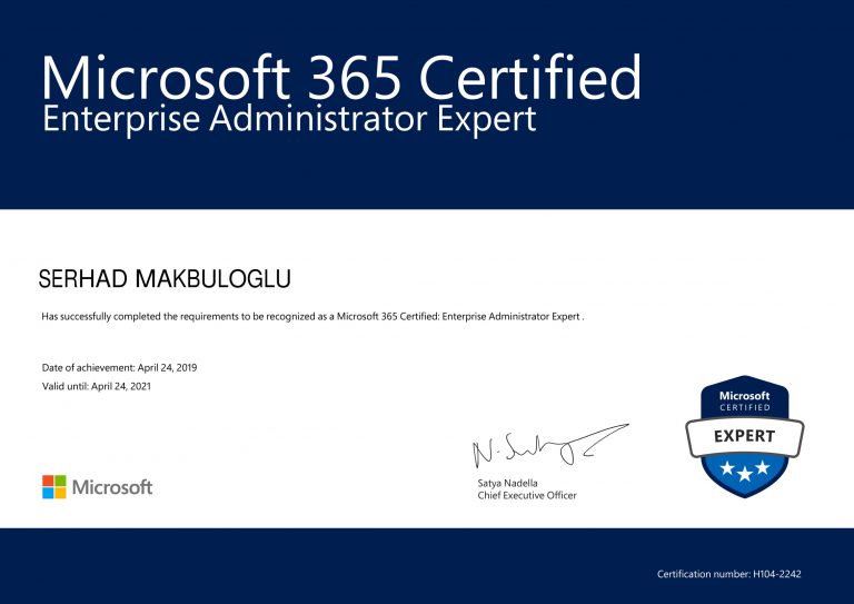 Microsoft 365 Certified: Enterprise Administrator Expert | Serhad ...