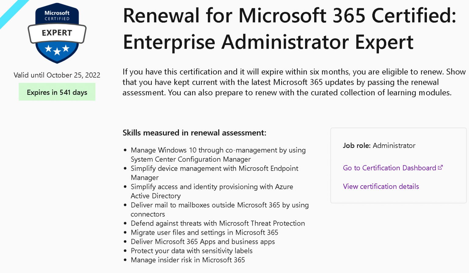 Renewal for Microsoft 365 Certified: Enterprise Administrator Expert ...
