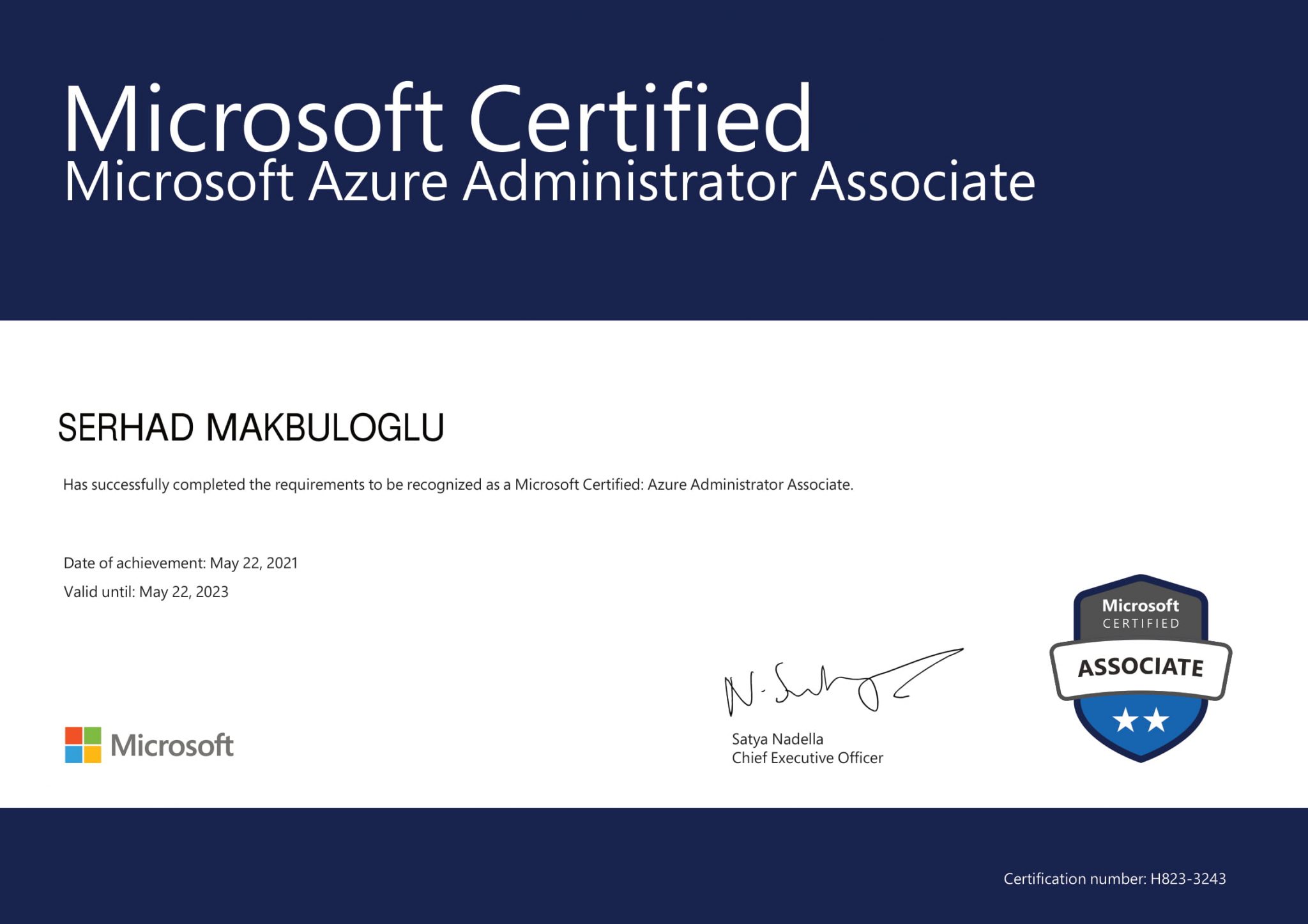 Microsoft Certified: Azure Administrator Associate | Serhad Makbuloglu