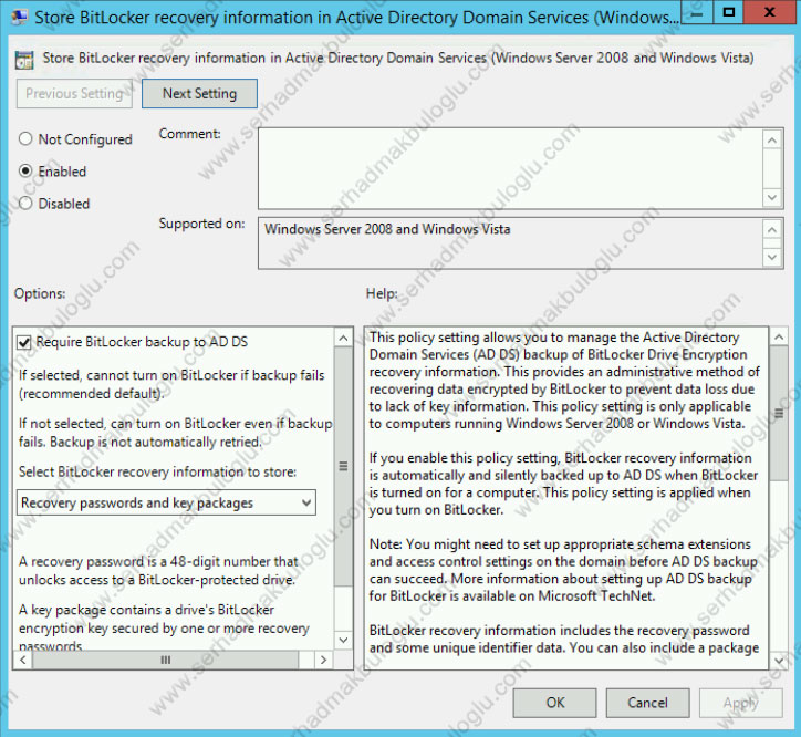 Store Bitlocker Recovery Keys In Active Directory Serhad Makbuloglu