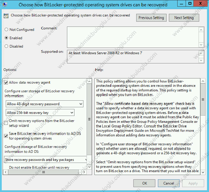 Store Bitlocker Recovery Keys In Active Directory Serhad Makbuloglu